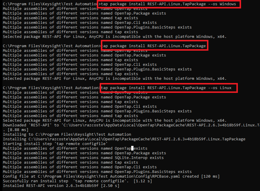 Packages for the wrong platform can be installed without any warning · Issue #106 · opentap ...