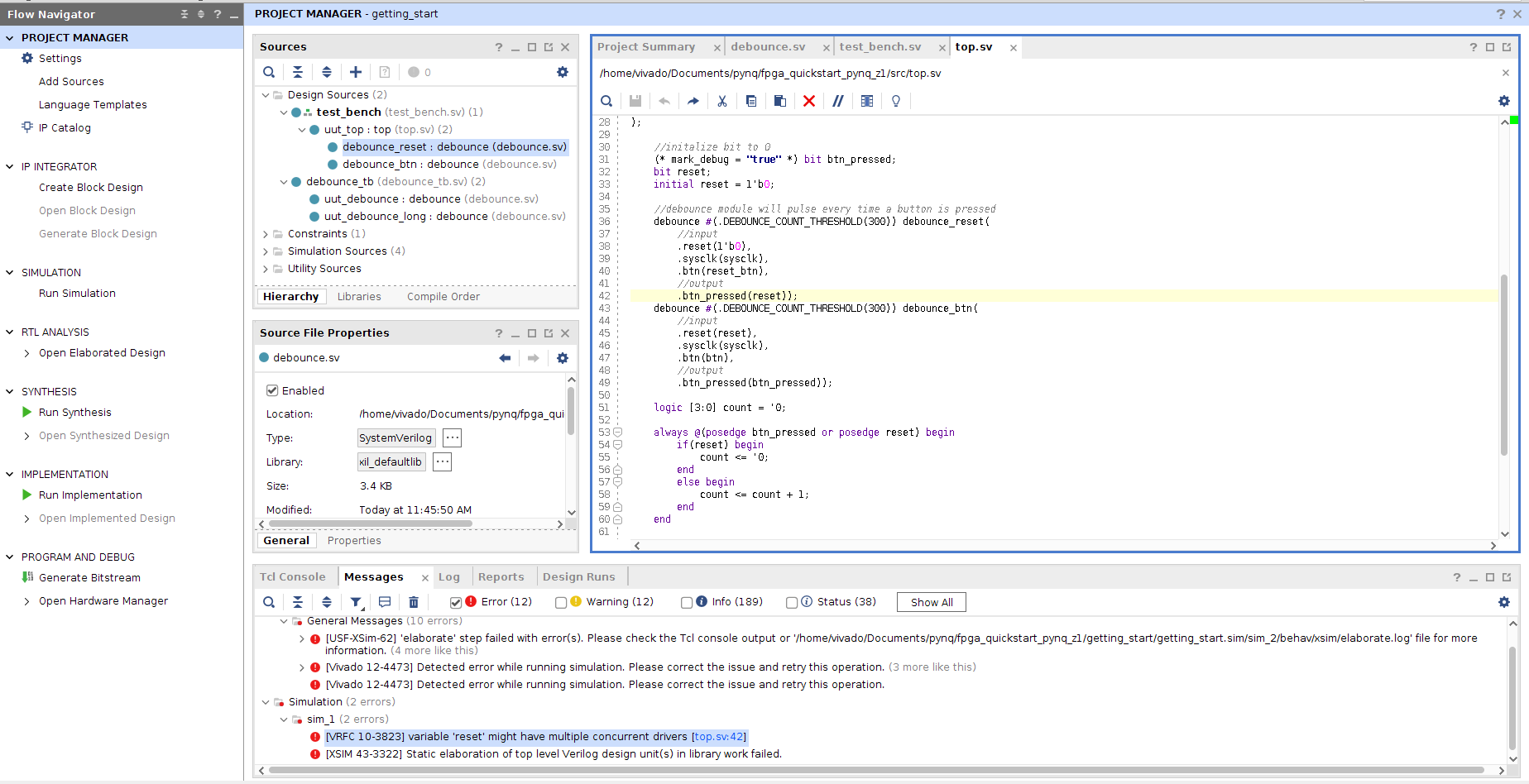 Getting an error when trying to run the simulation · Issue #1 · thequantizer/fpga_quickstart ...