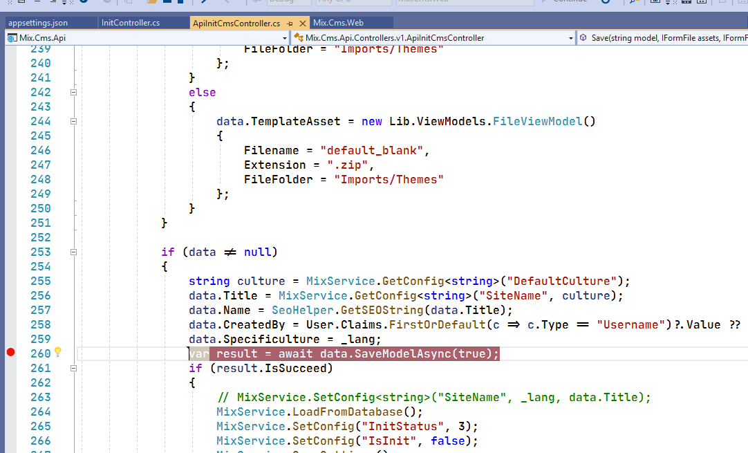 I cant pass init spet 3 · Issue #210 · mixcore/mix.core · GitHub