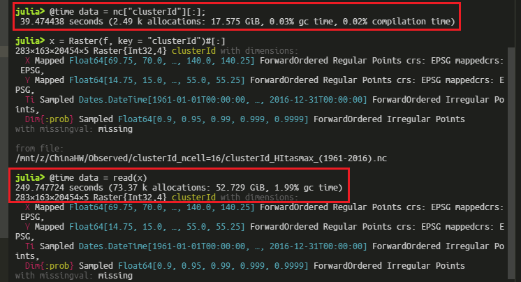 Low efficiency of `RasterDiskArray ` · Issue #254 · rafaqz/Rasters.jl · GitHub