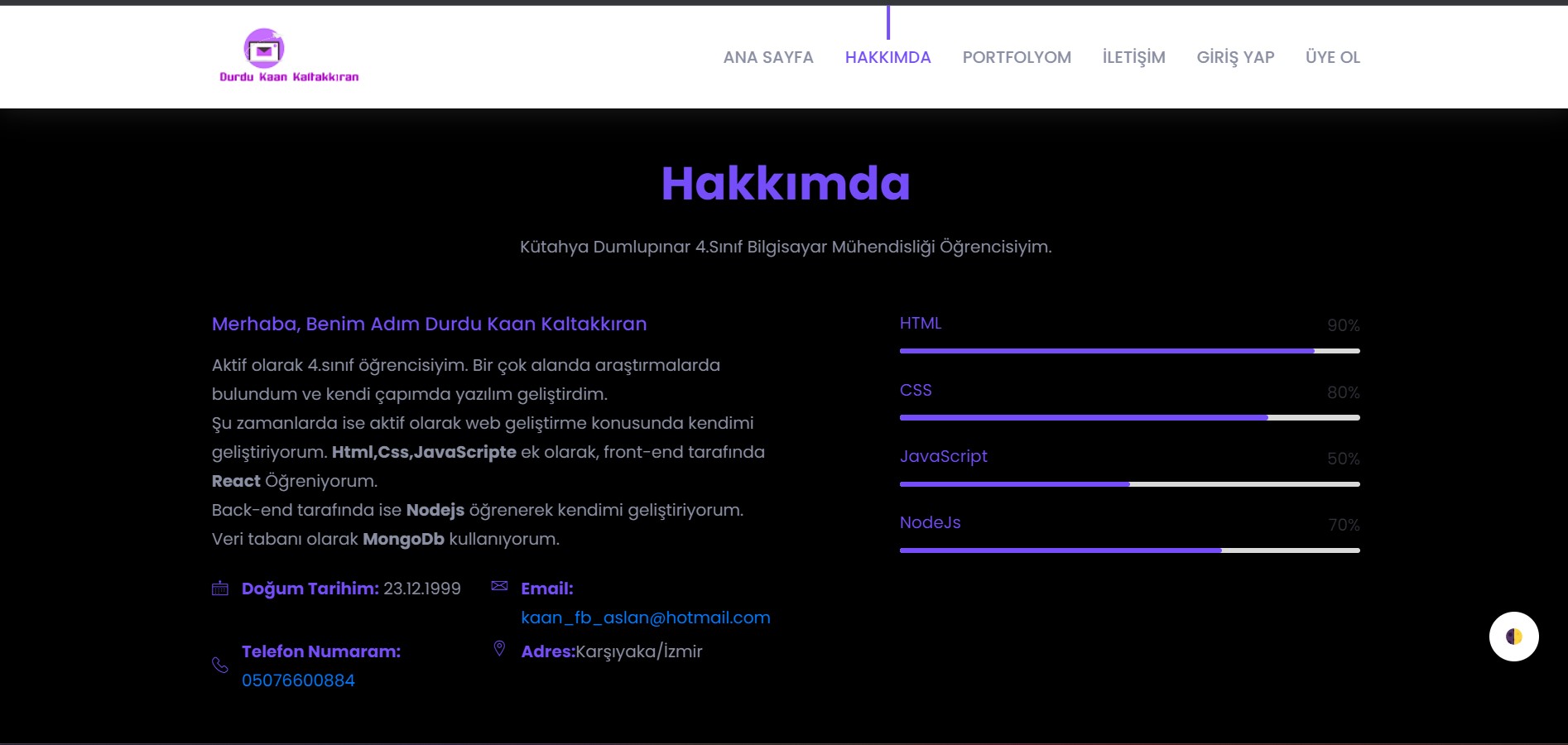 GitHub - kaankaltakkiran/Kaan-Personel-Web-Site: Kendi Kişisel Web Sitem
