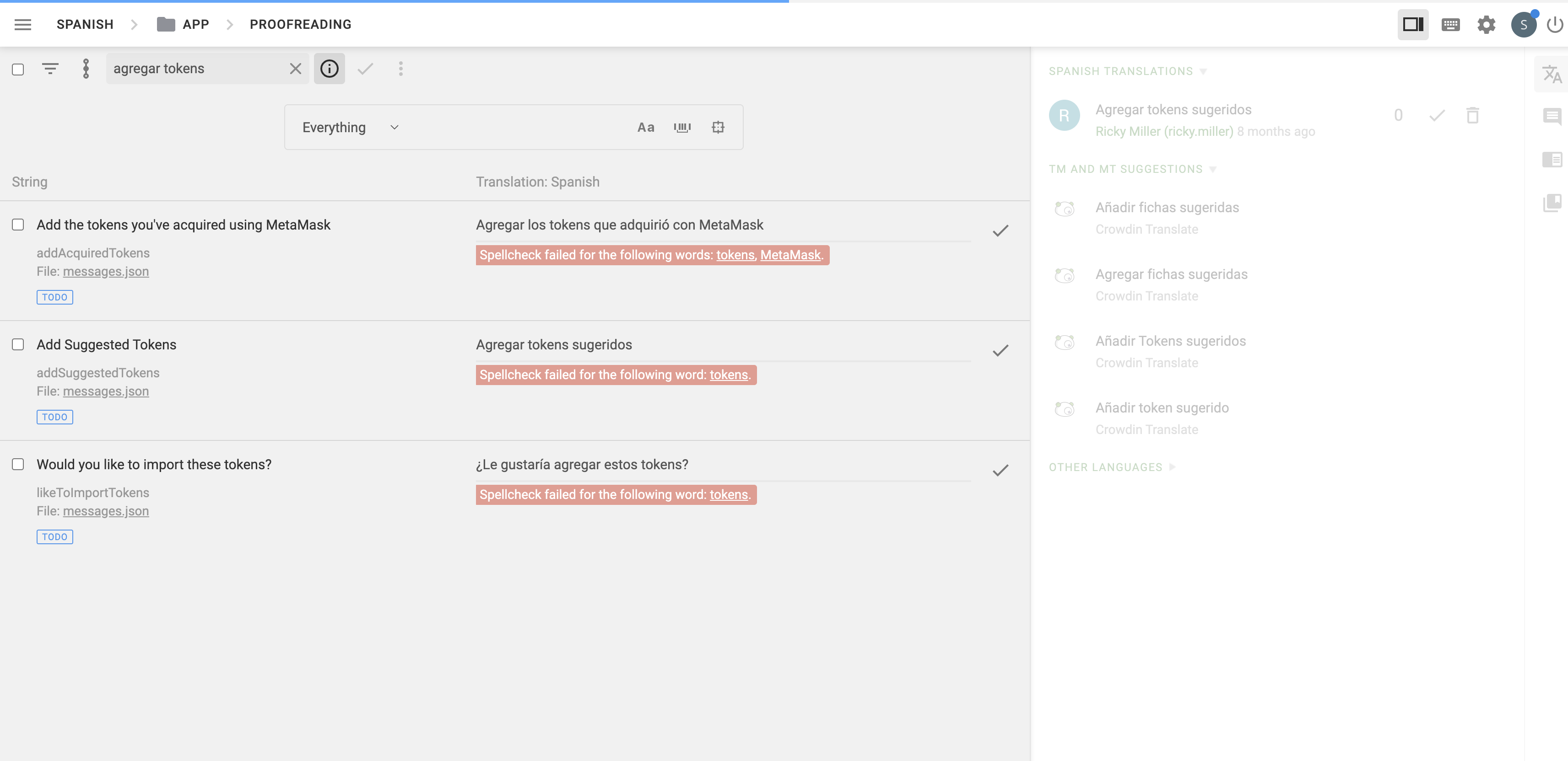 [Bug]: Import Tokens appears in Capital Letters for Spanish lang ...