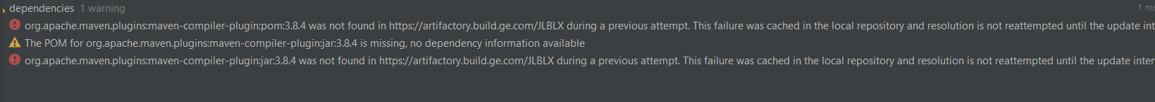 Getting error Could not transfer artifact org.apache.maven.plugins:maven-compiler-plugin:pom:(3. ...