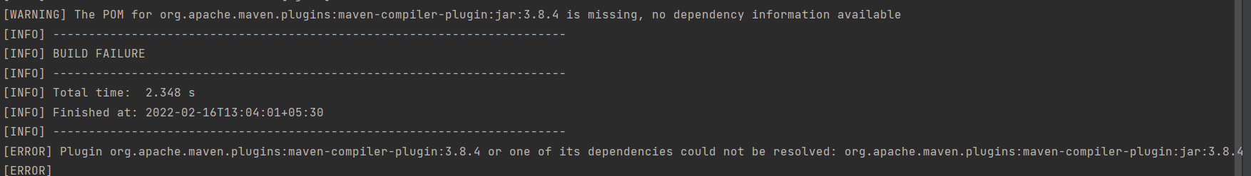 Getting error Could not transfer artifact org.apache.maven.plugins:maven-compiler-plugin:pom:(3. ...