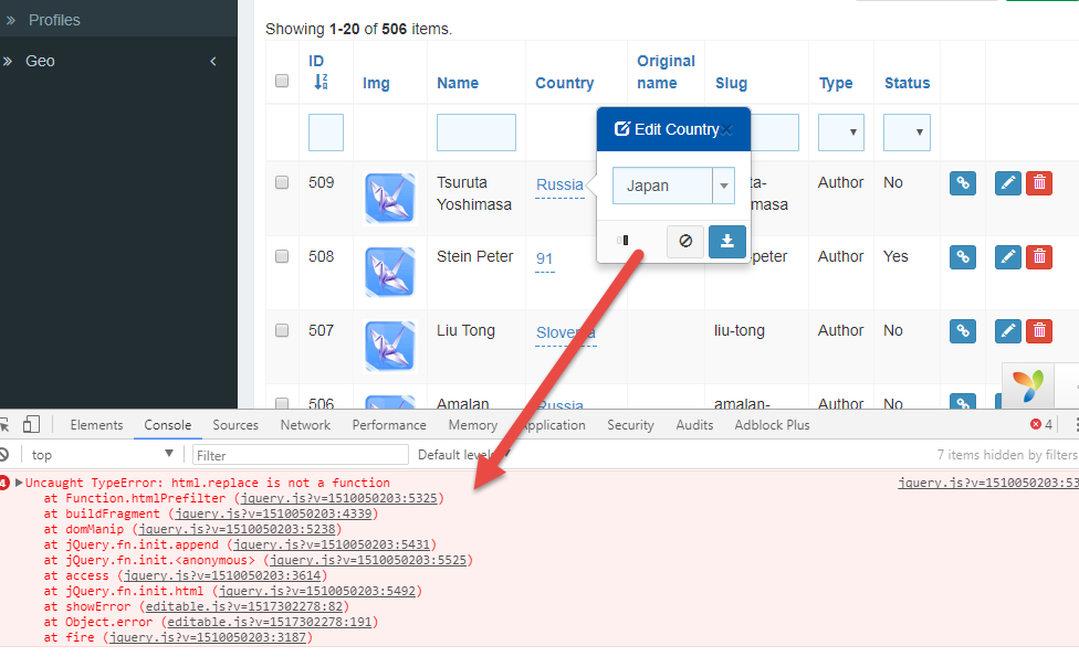 Uncaught Typeerror Datareplace Is Not A Function · Issue 137 · Kartik Vyii2 Editable · Github