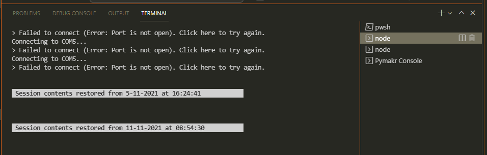 Avoid vscode restoring the node.js terminal process on restart · Issue #186 · pycom/pymakr-vsc ...