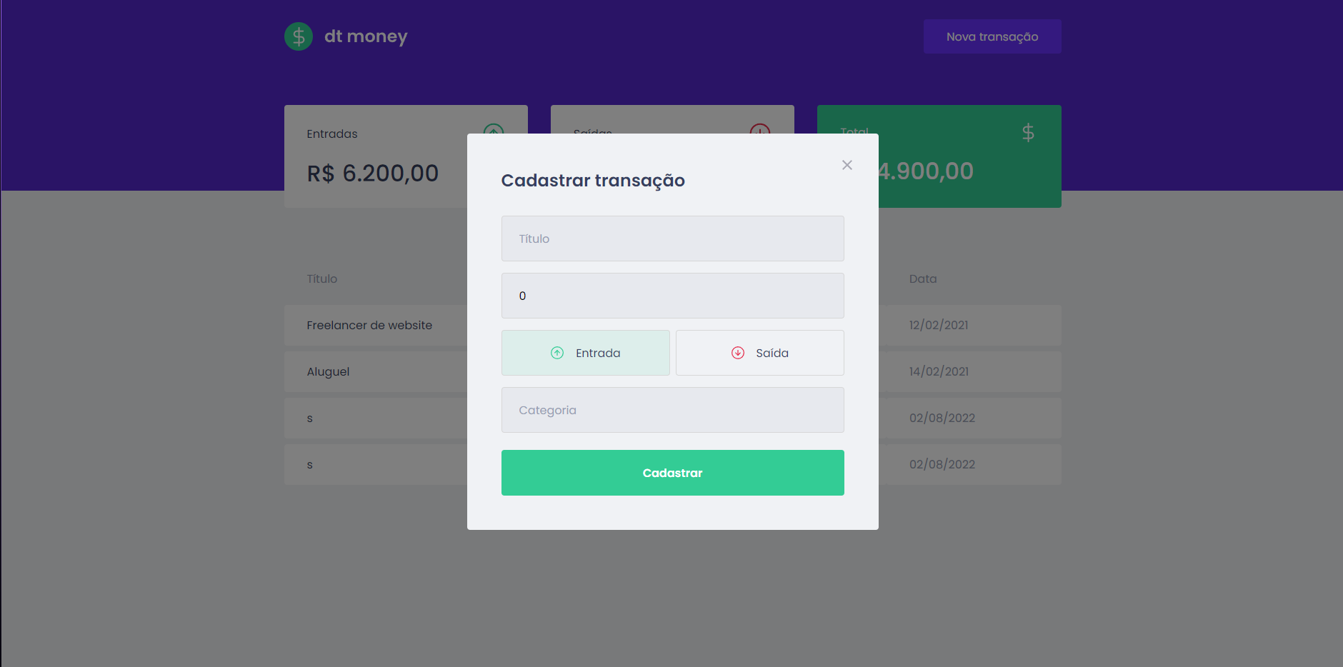 GitHub - joaovnogueira/dtmoney