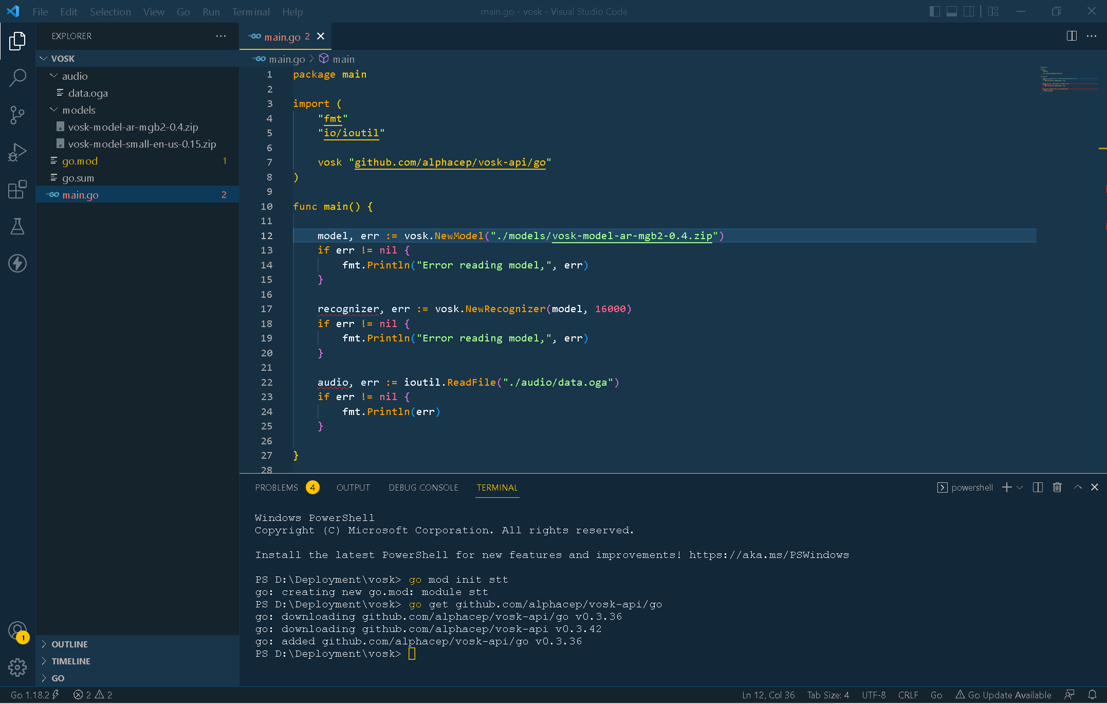How to use it with go lang · Issue #1039 · alphacep/vosk-api · GitHub