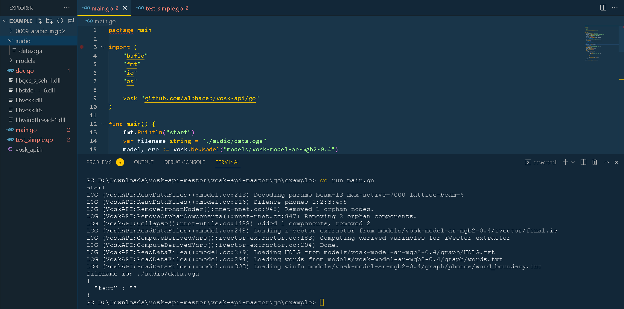 Can not get lib with Golang; Windows · Issue #672 · alphacep/vosk-api · GitHub