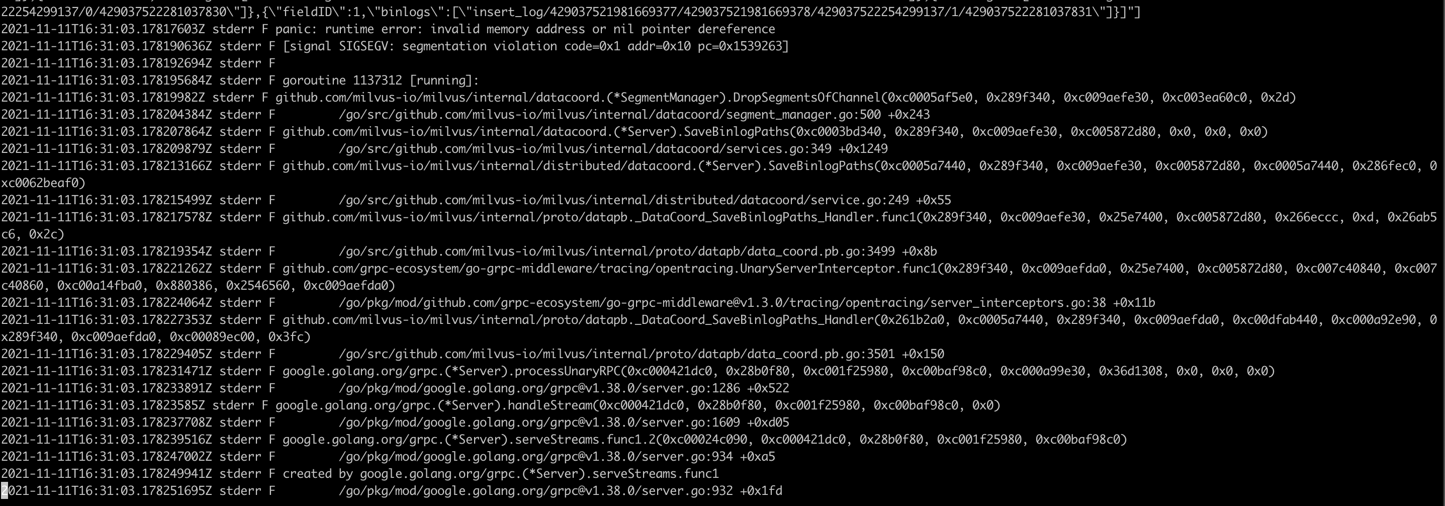[Bug]: Drop segment crash · Issue #11708 · milvus-io/milvus · GitHub