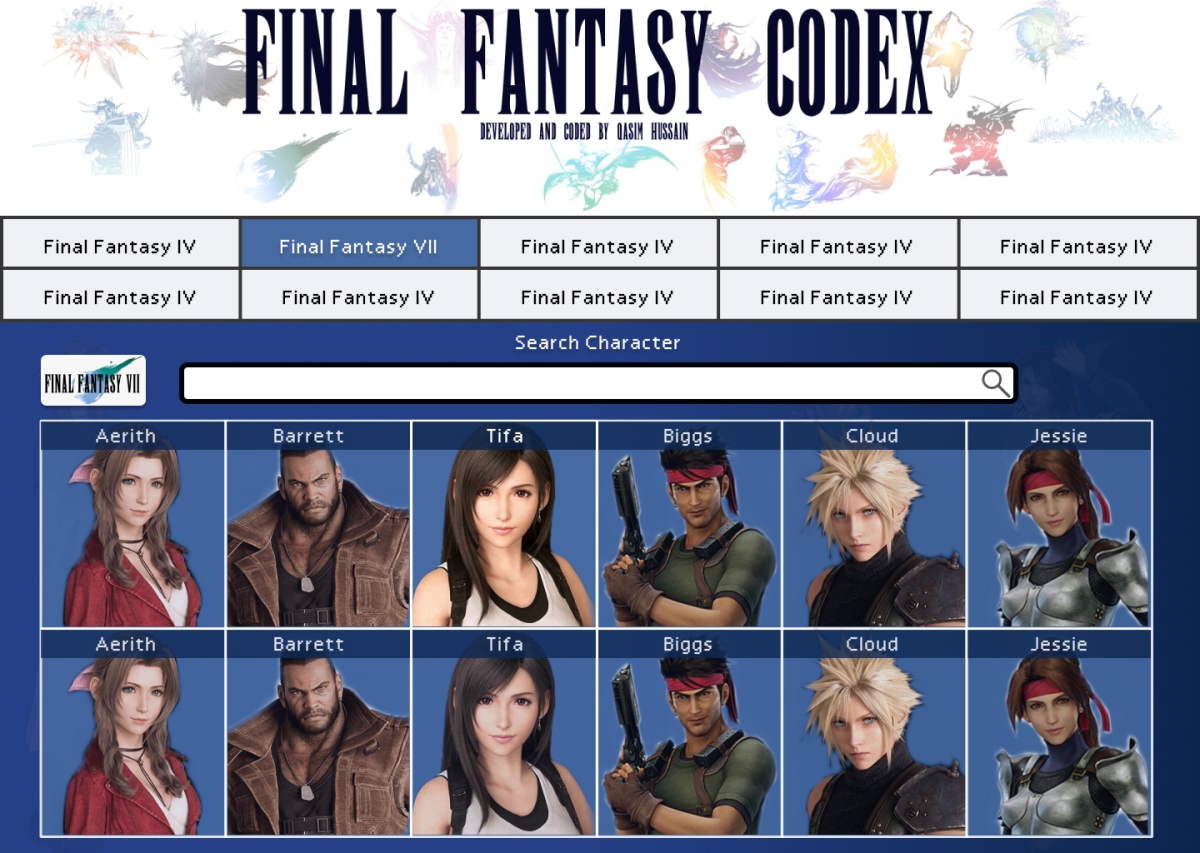 GitHub - QasHussain/Final-Fantasy-Codex-V2: Final Fantasy Codex is an online, fully responsive ...