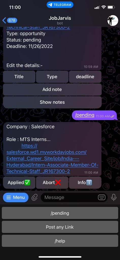 GitHub - GarvGupta20/JobJarvis-Tele-Bot-: Telegram bot to keep track of all the opportunities