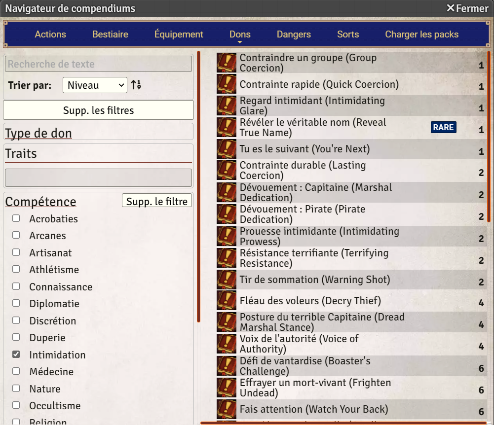 Filter by skill in the compendium browser not working · Issue #4671 · foundryvtt/pf2e · GitHub