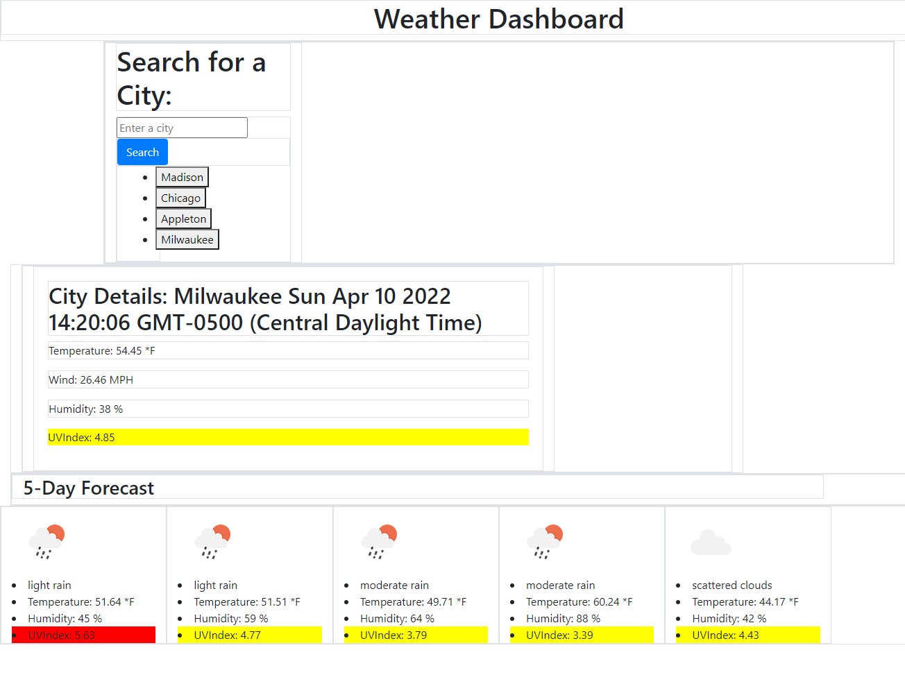 GitHub - CameronSickler/weather-dashboard