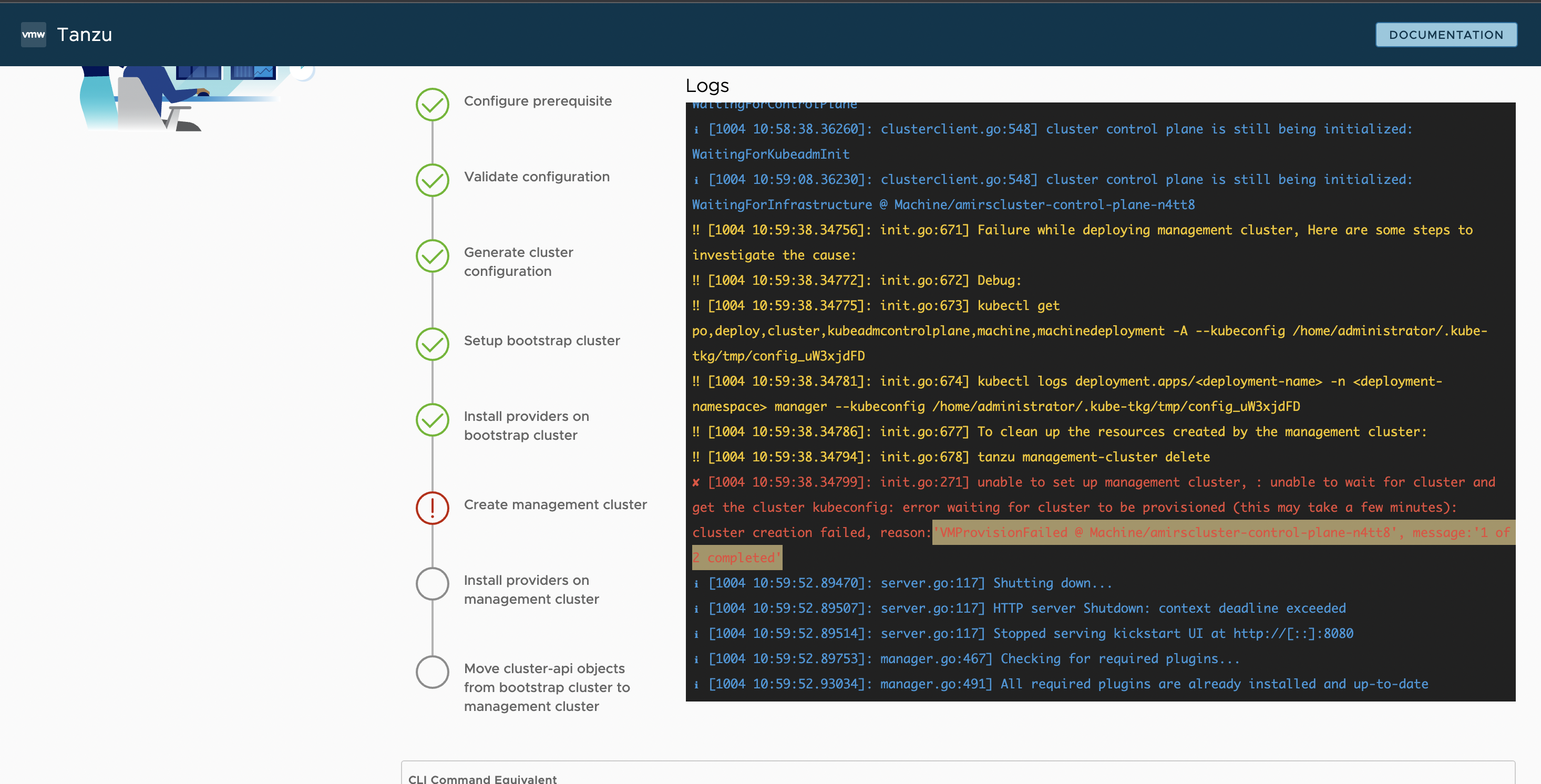 'VMProvisionFailed @ Machine/ ', message:'1 of 2 completed' · Issue #5420 · vmware-tanzu ...