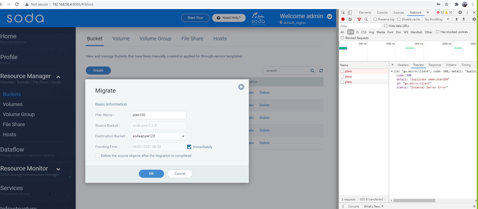 Dashboard remain irresponsive for new migration plan if plan with same name exist · Issue #569 ...