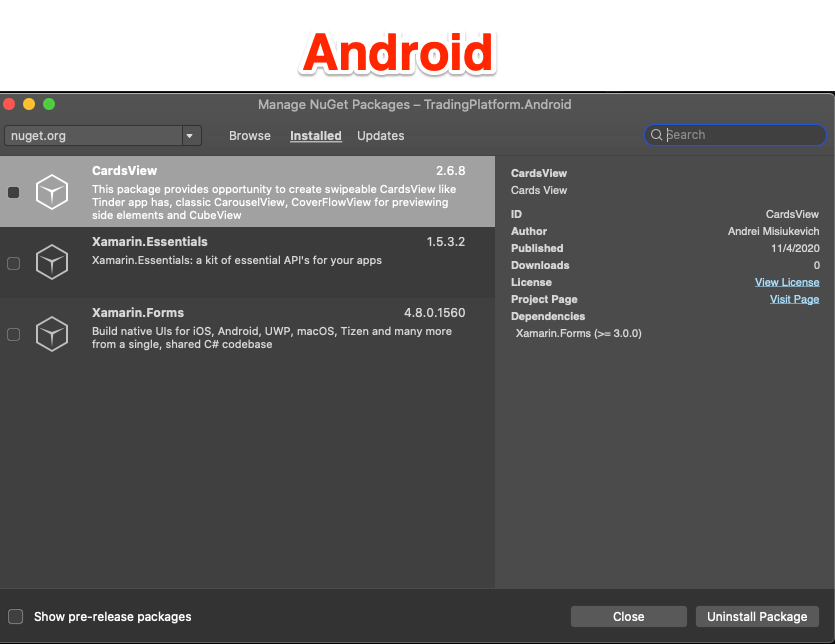 CoverFlowView, Android-only, "Method not found: bool PanCardView.CardsView.get ...