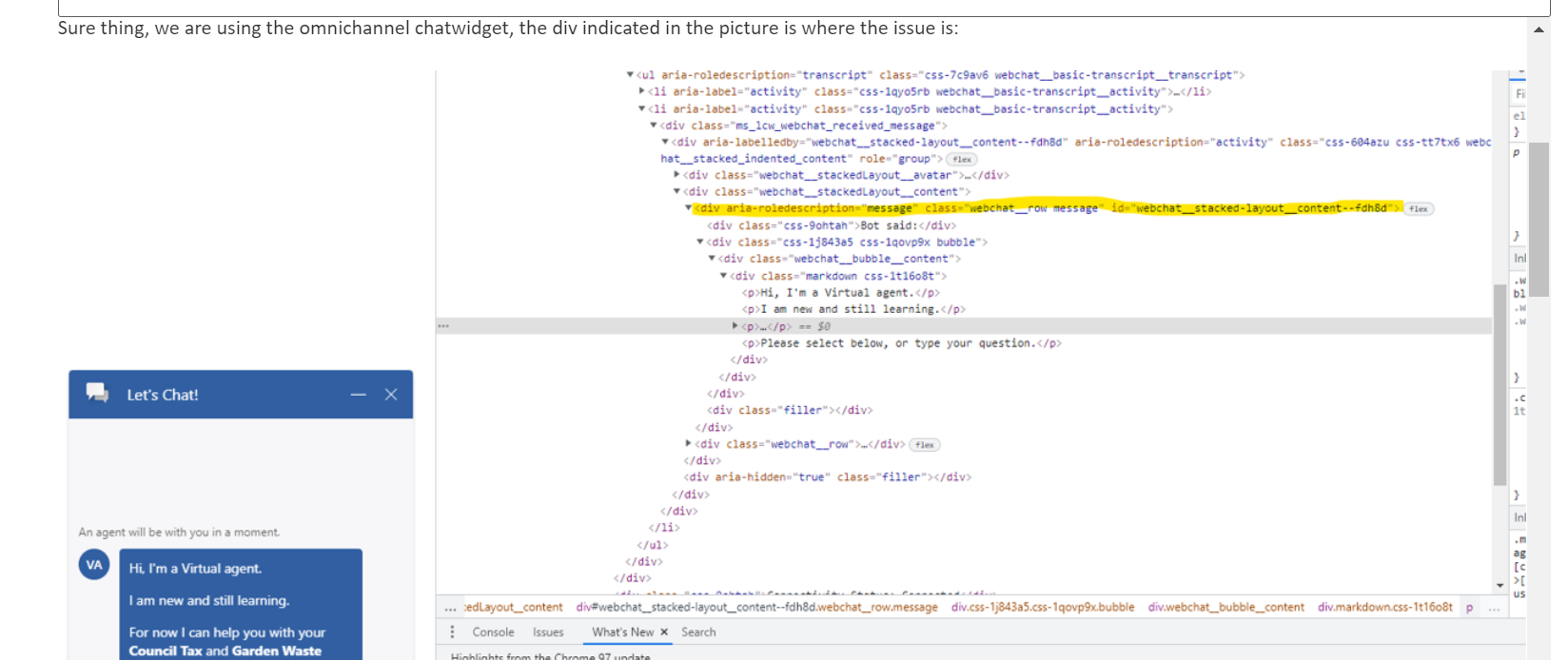 [Accessibility] [Omnichannel] Omnichannel Chat Widget has an incorrect use of ...