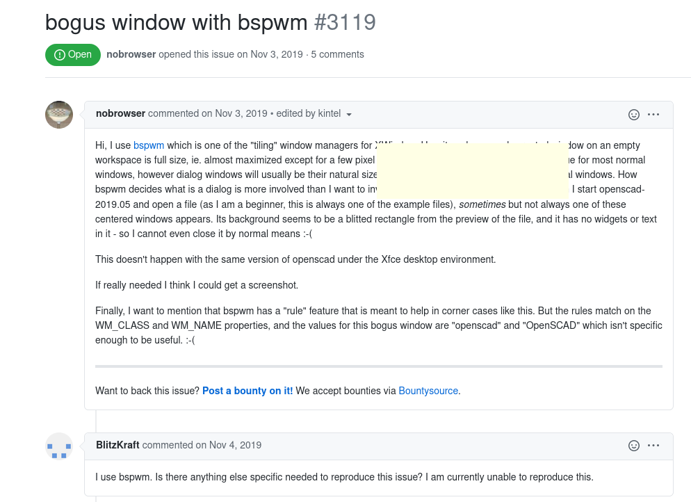 bogus window with bspwm · Issue #3119 · openscad/openscad · GitHub