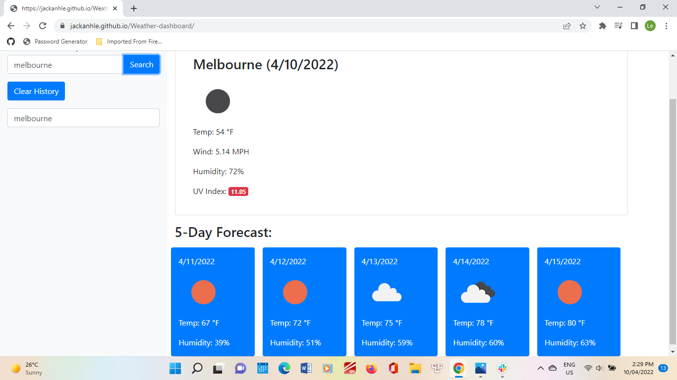 GitHub - jackanhle/Weather-dashboard