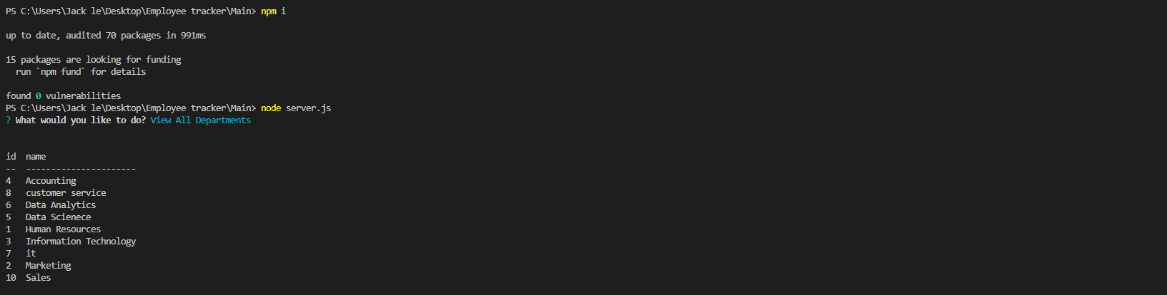 GitHub - jackanhle/Employee-tracker