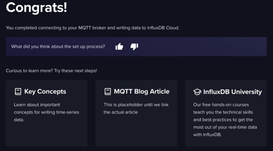 Native MQTT - Offer Next Steps at the end of the user flow · Issue #5415 · influxdata/ui · GitHub