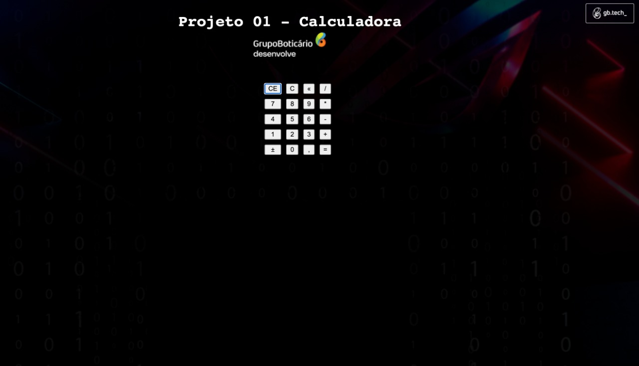 Projeto 01 - Calculadora - Codesandbox
