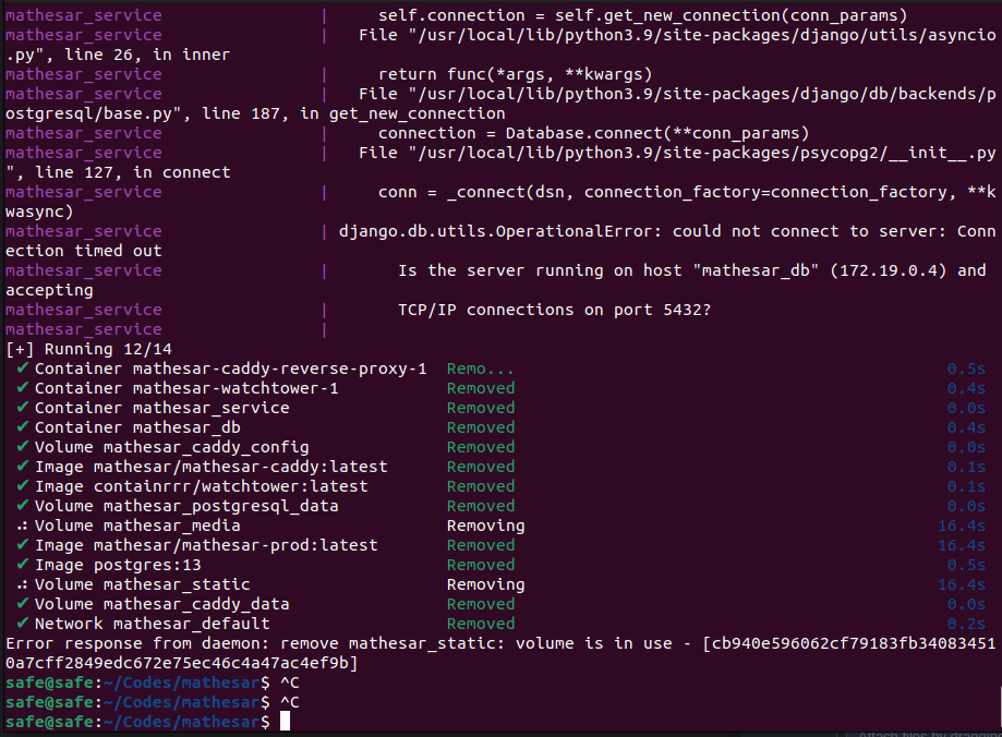 "Container volume is in use" Installation Error · Issue #2804 ...