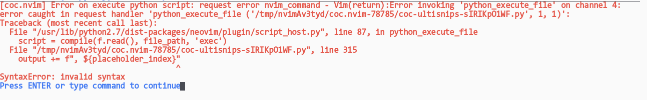 Error on starting nvim · Issue #207 · neoclide/coc-snippets · GitHub