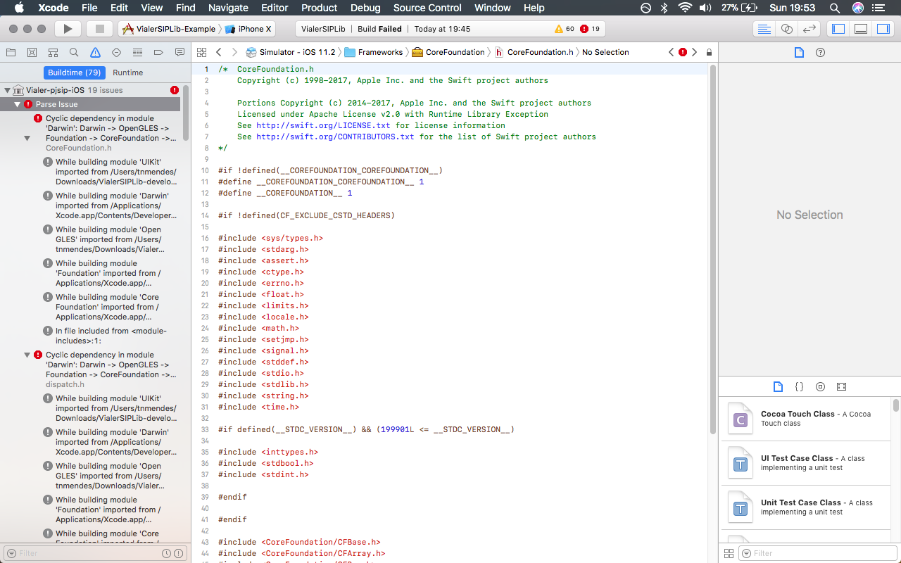 Compiling error ... Cyclic dependency in module 'Darwin'.. · Issue #128 · VoIPGRID/VialerSIPLib ...