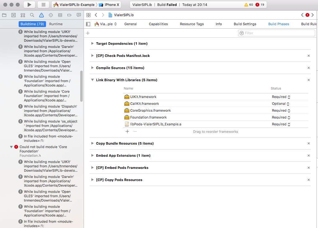 Compiling Error Cyclic Dependency In Module Darwin · Issue 128 · Voipgridvialersiplib 7273