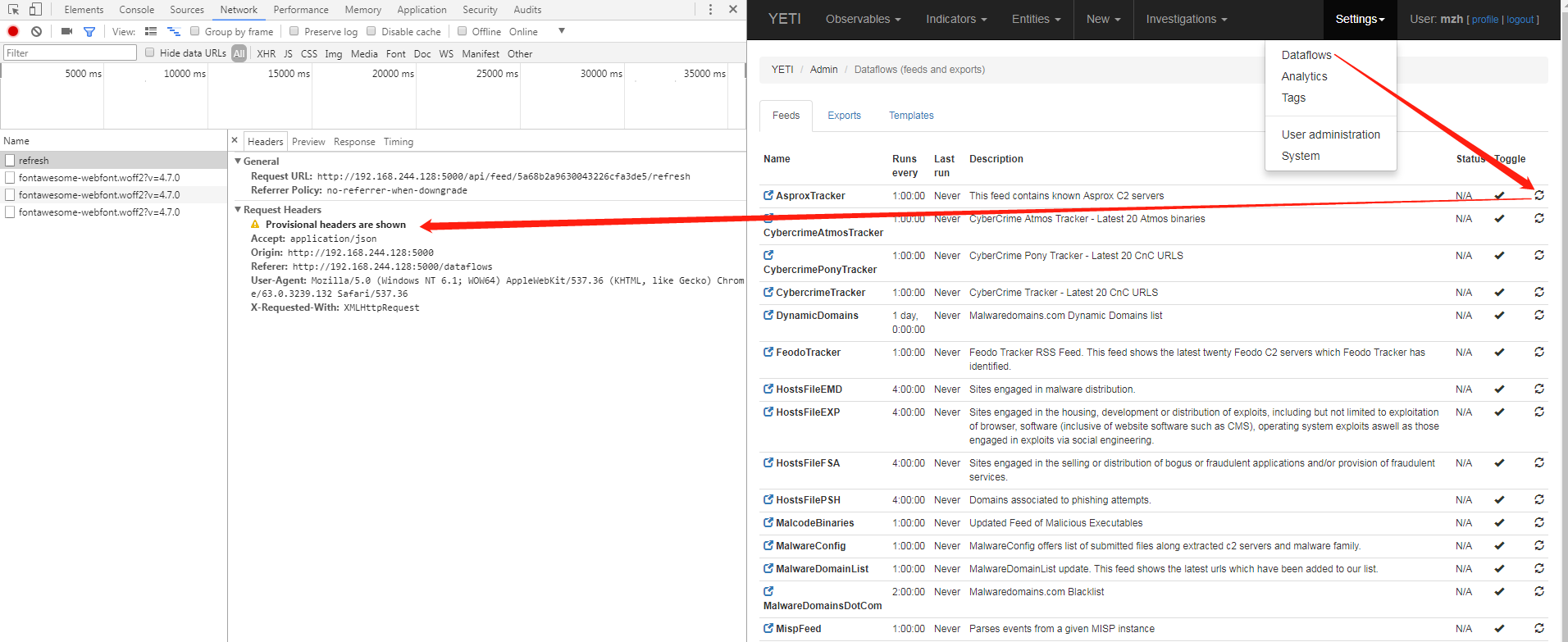 stuck when access "system" & Feed update · Issue #220 · yeti-platform/yeti · GitHub