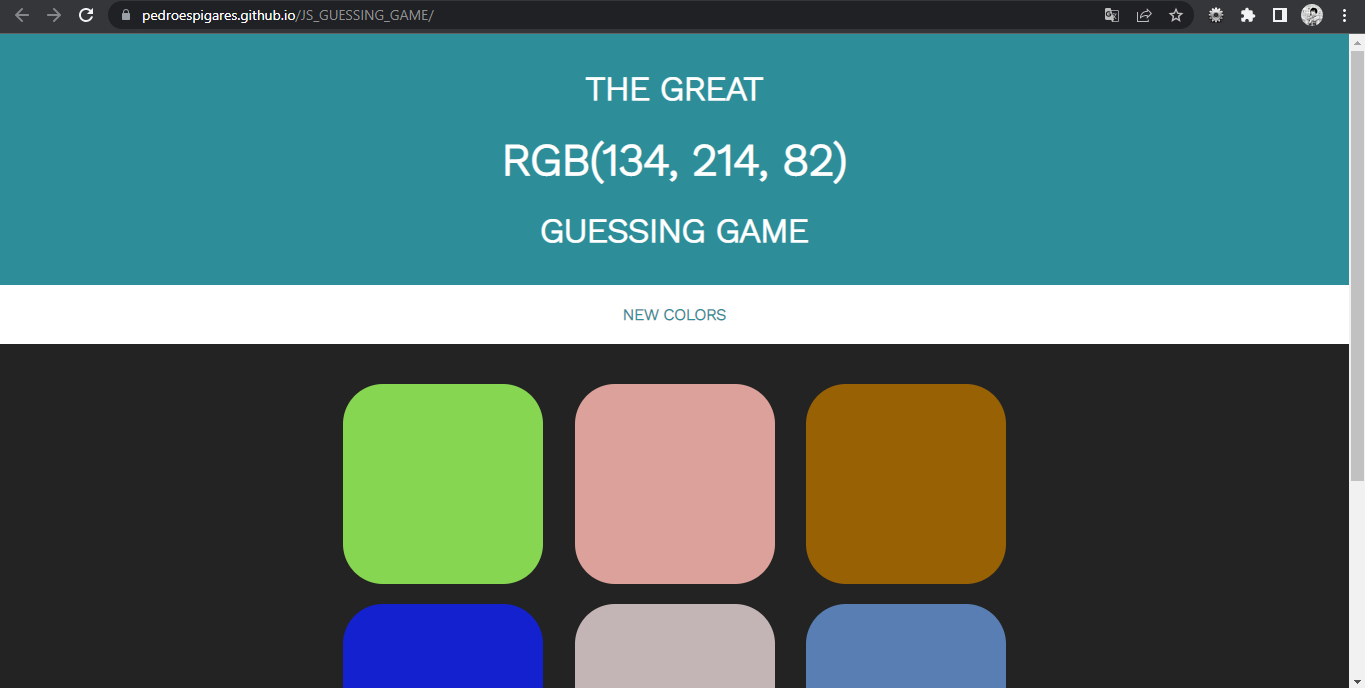 GitHub - pedroespigares/JS_GUESSING_GAME: In this project, the page will generate a random rgb ...