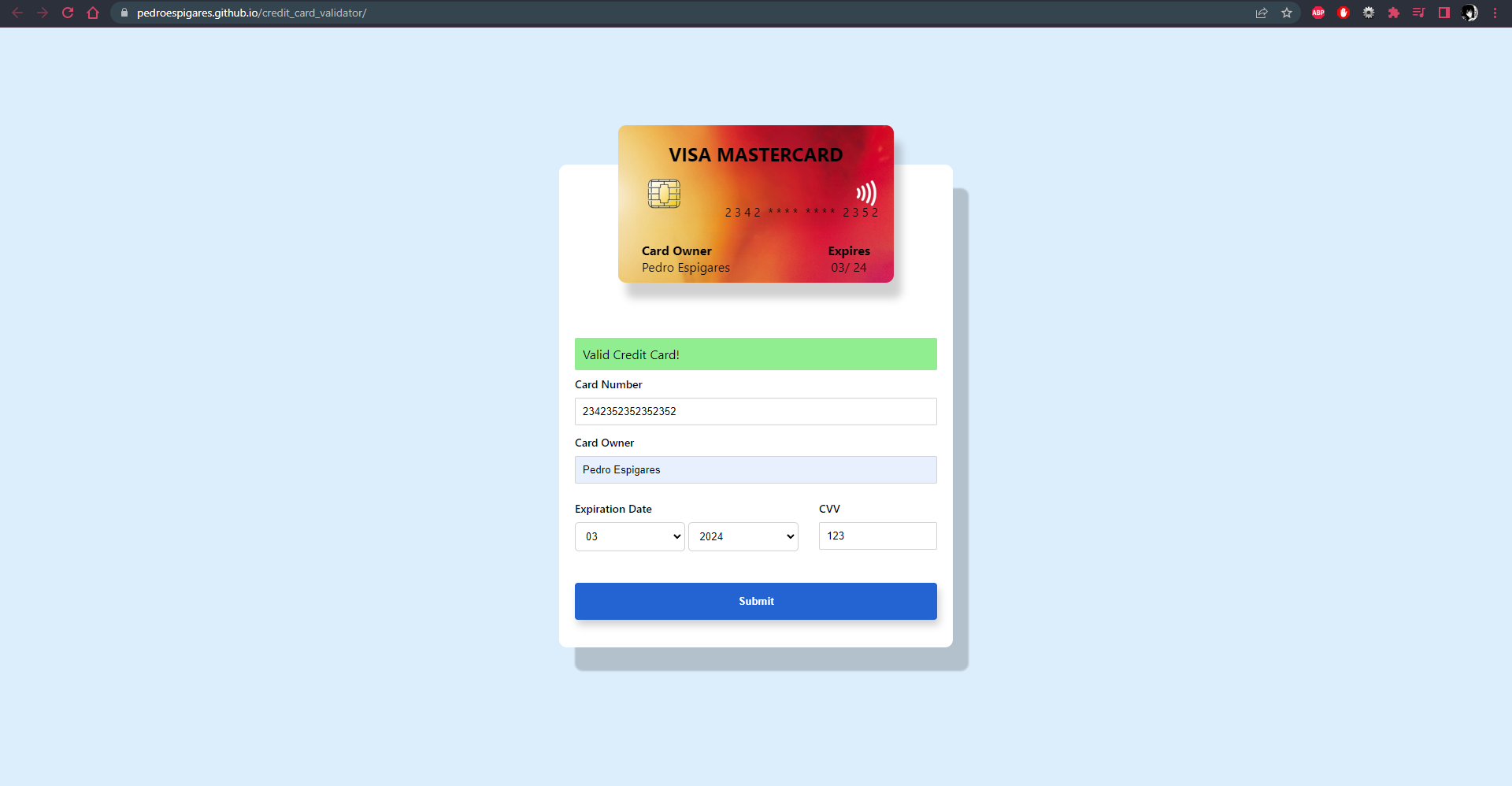 GitHub - pedroespigares/credit_card_validator: This is a form that ...