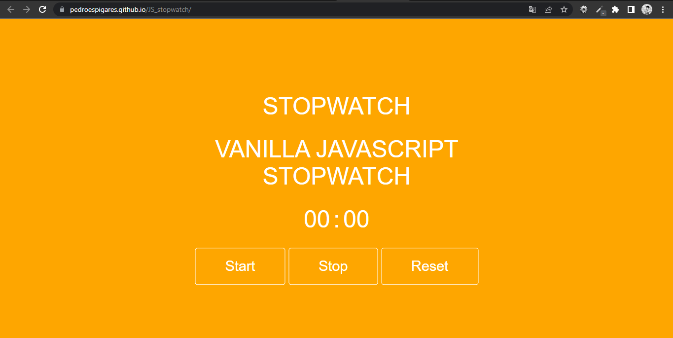 GitHub - pedroespigares/JS_stopwatch: A clock made in JS with start, stop and reset buttons