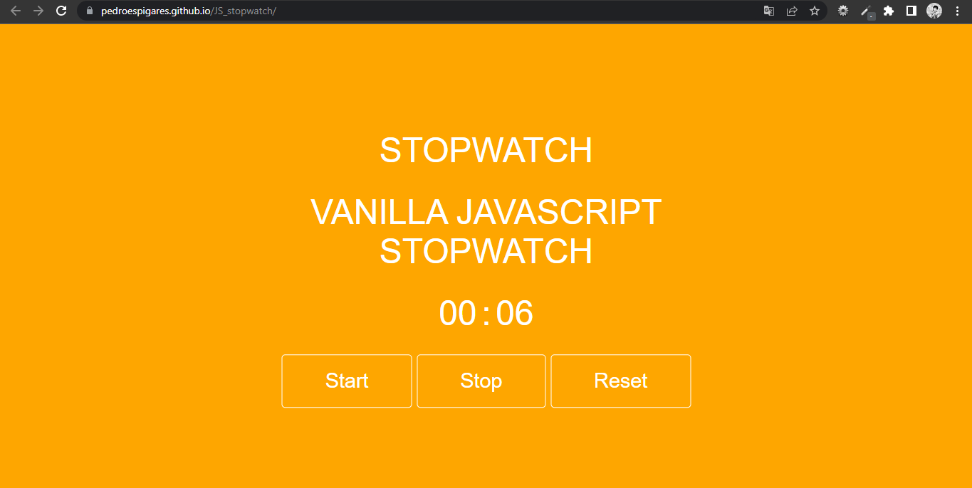 GitHub - pedroespigares/JS_stopwatch: A clock made in JS with start, stop and reset buttons