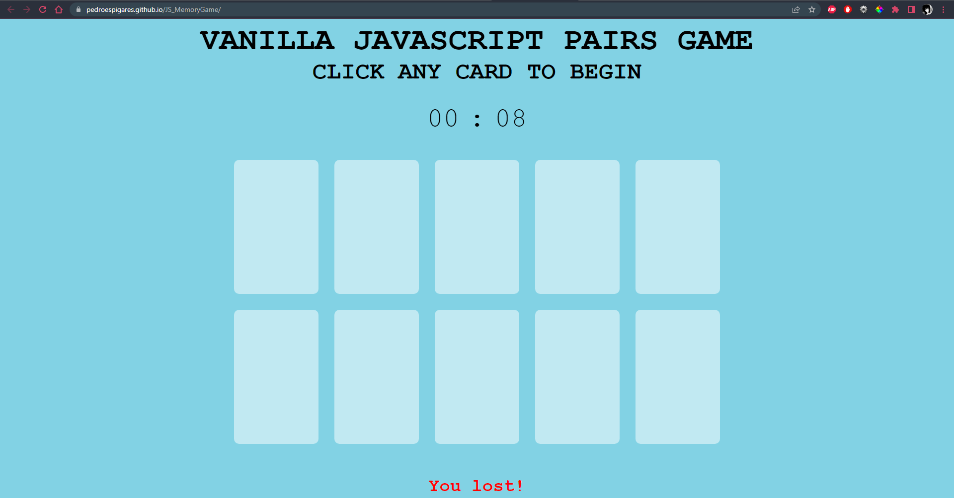 GitHub - pedroespigares/JS_MemoryGame: A memory game make with pure JS