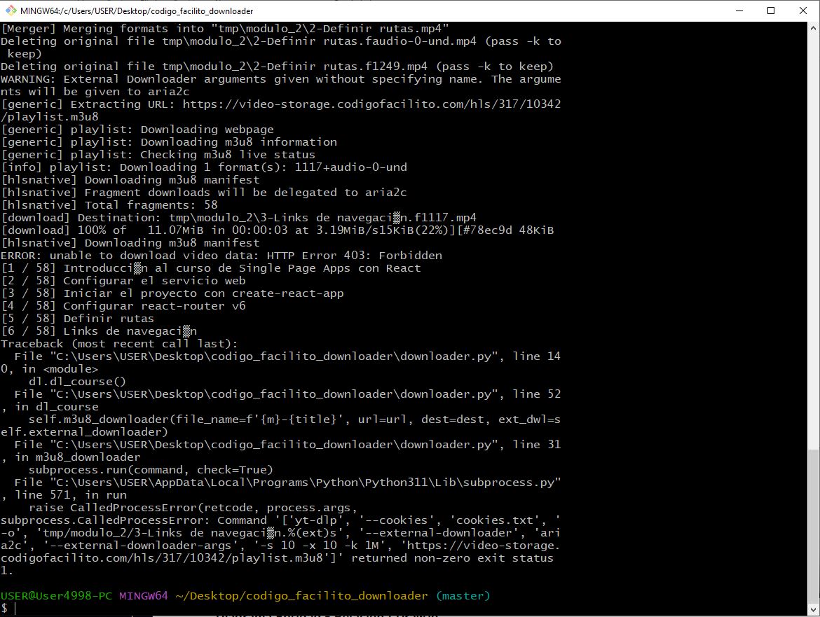 Fallo al descargar algunos cursos · Issue #5 · ivansaul/codigo_facilito_downloader · GitHub