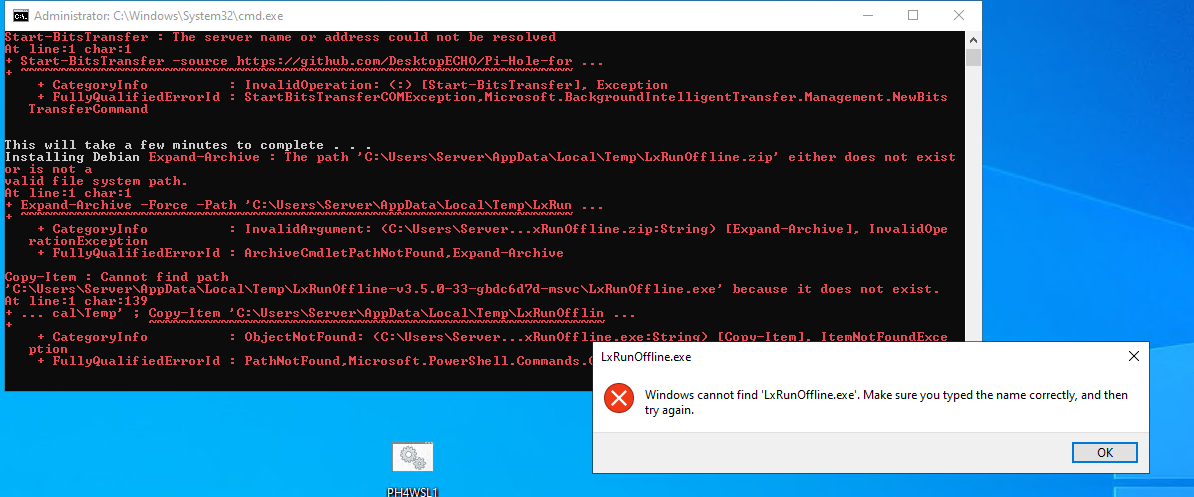 Startup Crash · Issue #43 · DesktopECHO/Pi-Hole-for-WSL1 · GitHub
