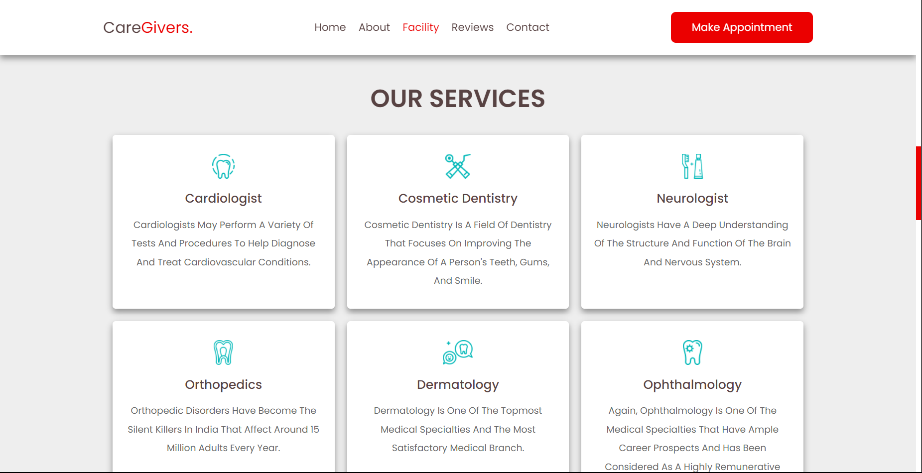 GitHub - Arpit0324/CareGivers: An Hospital website With an feature of taking an appointment from ...