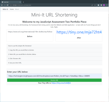 GitHub - damonwindsor97/url_shortener_webapp: URL Shortener Web App - TinyOne API. Follow the ...