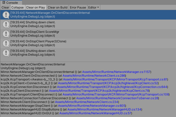 Telepathy: OnClientDisconnect is never fired · Issue #1499 · MirrorNetworking/Mirror · GitHub