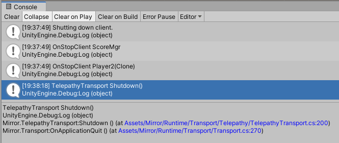 Telepathy: OnClientDisconnect is never fired · Issue #1499 · MirrorNetworking/Mirror · GitHub