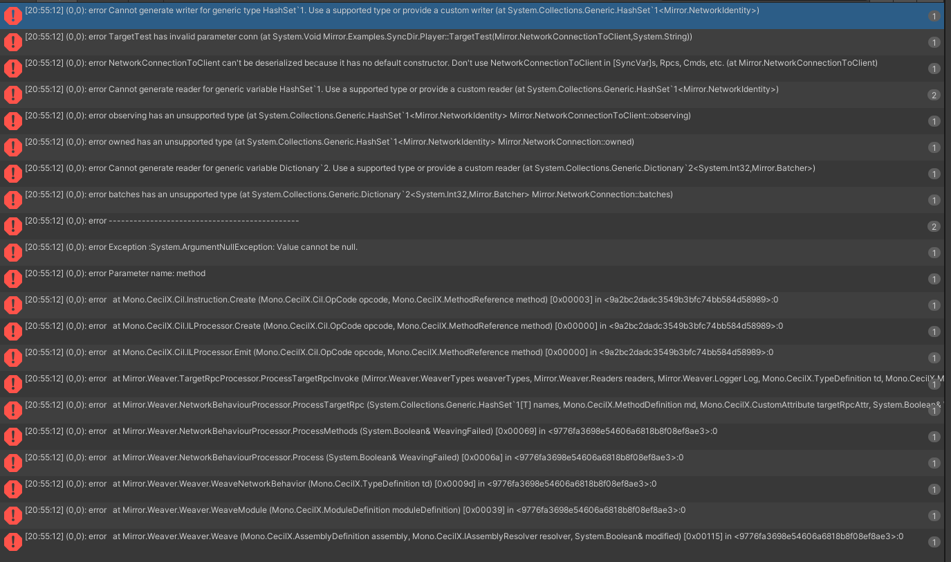Weird Weaver Errors · Issue #3290 · MirrorNetworking/Mirror · GitHub