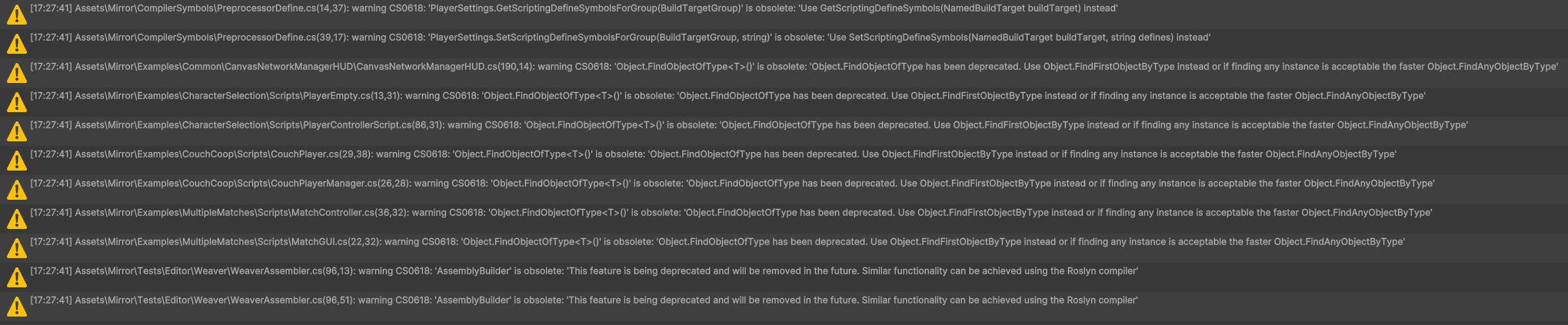 Unity 2023 Deprecations · Issue 3630 · Mirrornetworking Mirror · Github