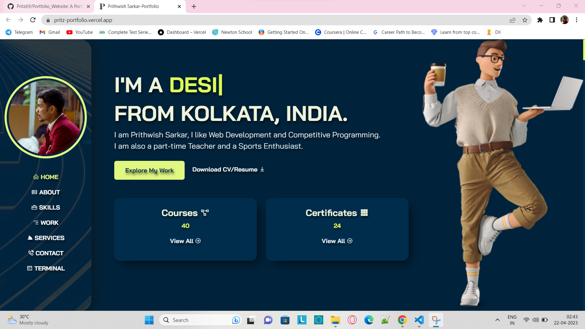 GitHub - Pritz69/Portfolio_Website: A Portfolio Website created using HTML,CSS and Javascript ...