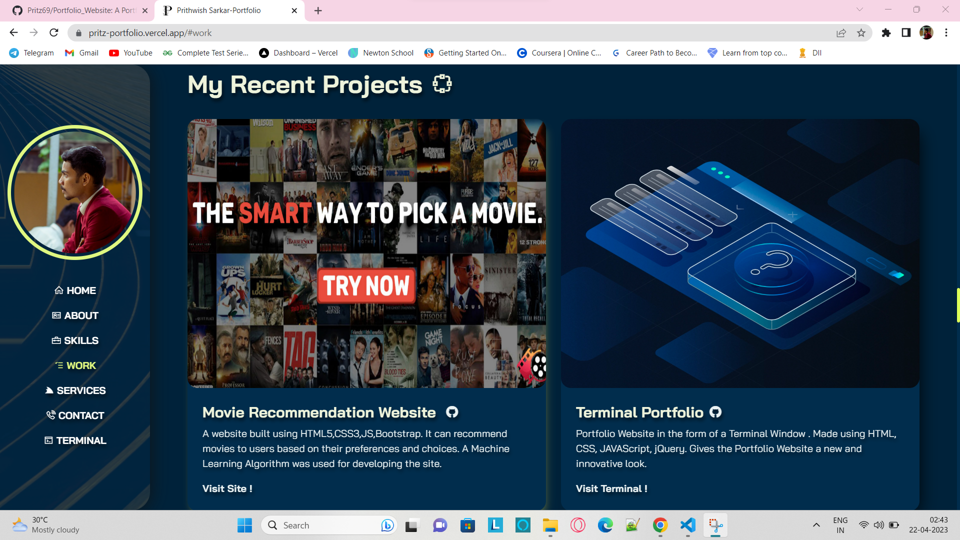 GitHub - Pritz69/Portfolio_Website: A Portfolio Website created using HTML,CSS and Javascript ...