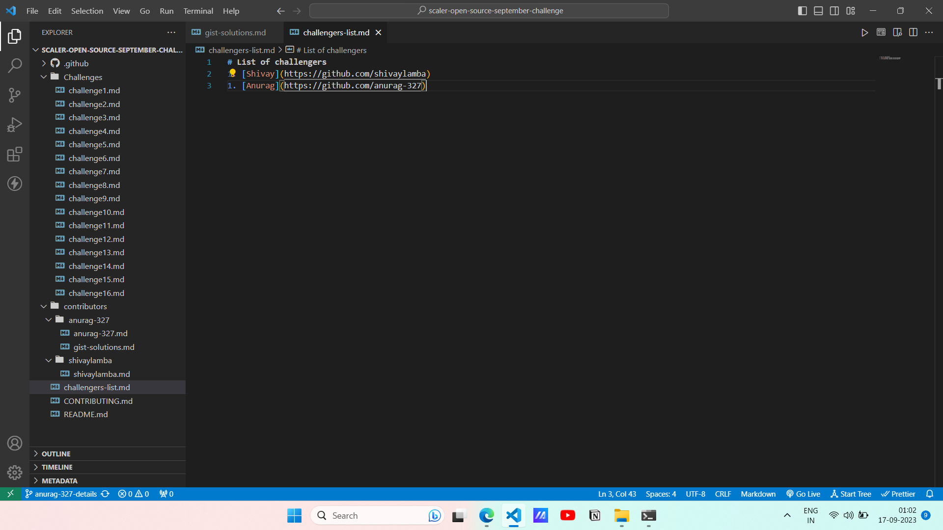 #Challenge 1 @anurag-327 · Issue #139 · scaleracademy/scaler-open-source-september-challenge ...