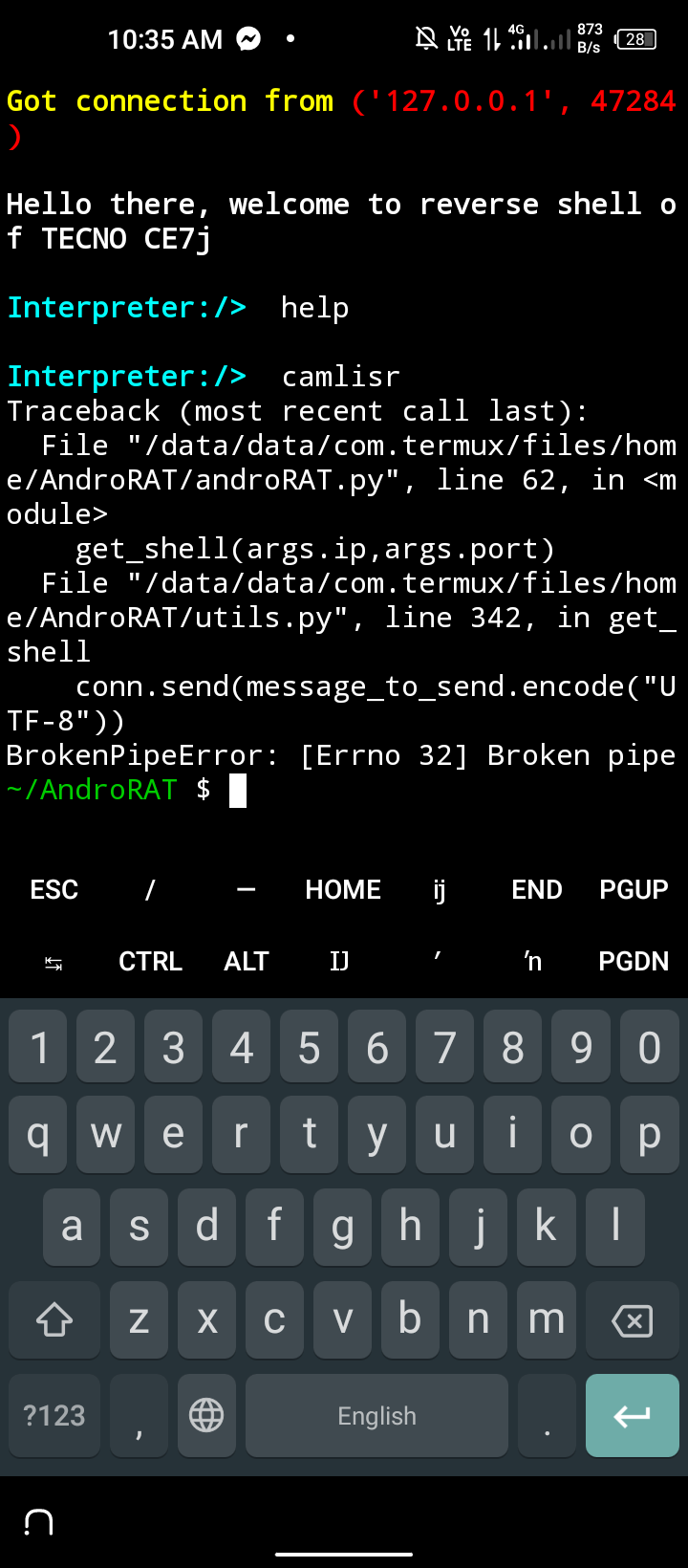 i Can't shell and get user info · Issue #138 · karma9874/AndroRAT · GitHub