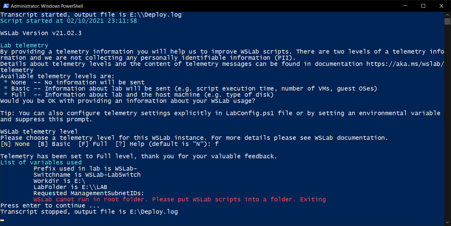 Cannot be running in root folder · Issue #420 · microsoft/MSLab · GitHub